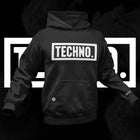 Schwarzer Techno Hoodie für Männer und Frauen – Technostoff