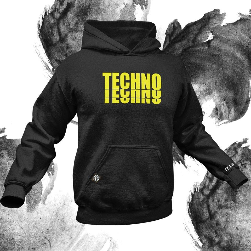 Yellow Techno Premium Rave Hoodie. – Technostoff